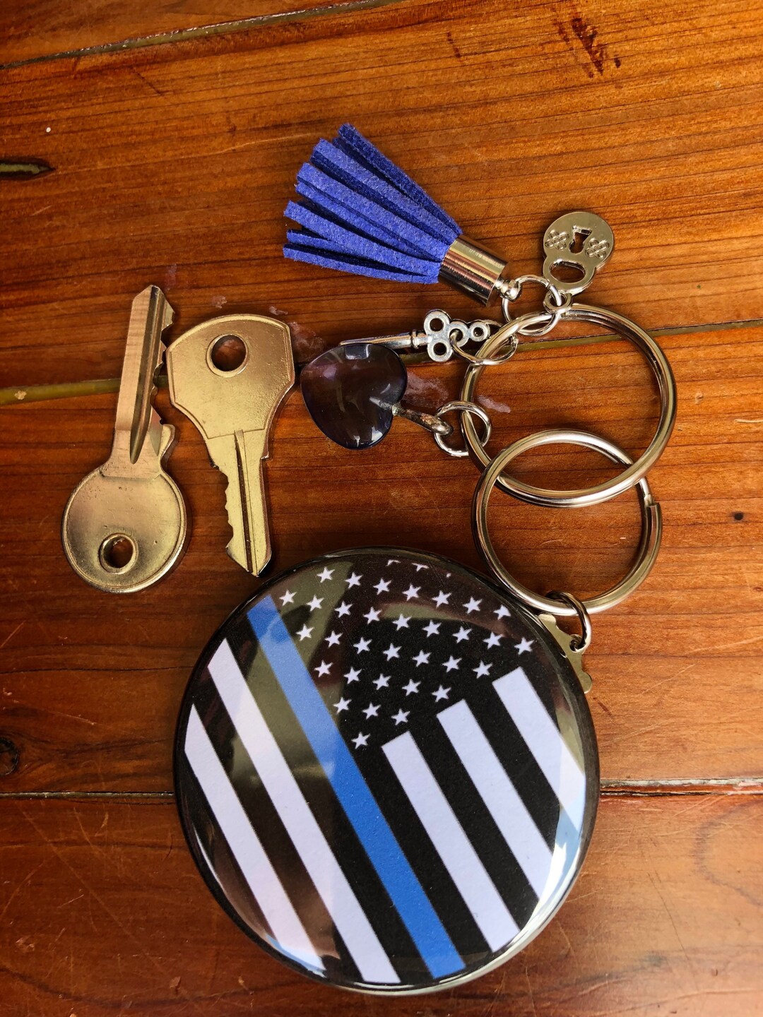 Police Flag Keychain, Thin Blue Line Flag Keychain, Police Flag, Police ...
