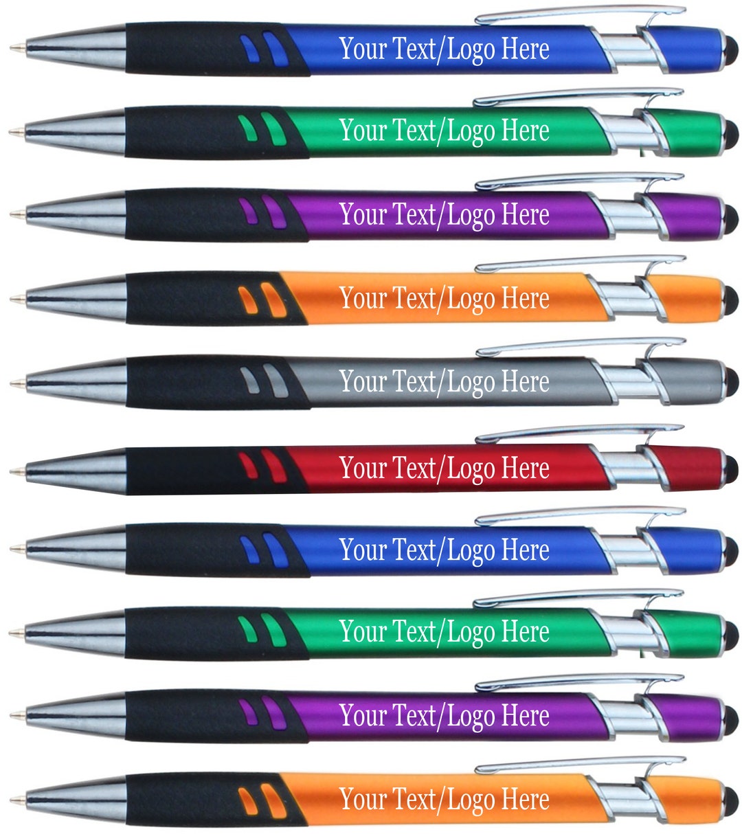 300 Promotional Pens Personalized Business Name/ Logo, Ballpoint Pens + Stylus, Bulk Custom Text ...