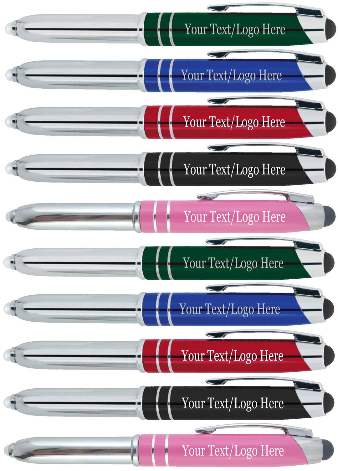 50 Personalized Flashlights + Ballpoint Pen + Stylus for Touchscreens ...