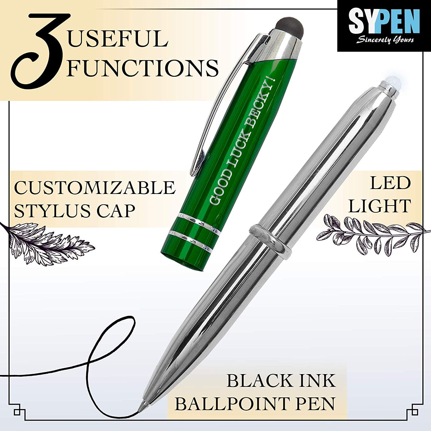 50 Personalized Flashlights + Ballpoint Pen + Stylus for Touchscreens ...