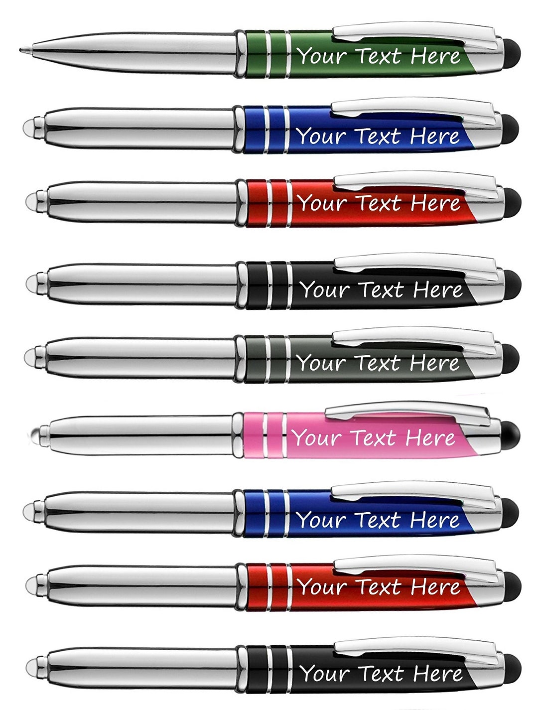 50 Personalized Flashlights + Ballpoint Pen + Stylus for Touchscreens ...
