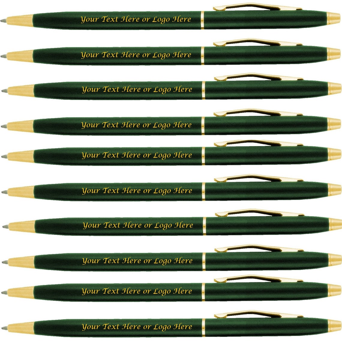 100 Personalized Pens With Custom Text or Brand Logo, Metal Slim ...