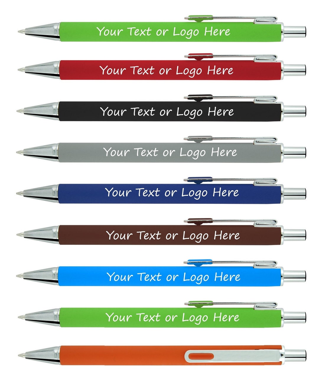 100 Personalized Pens Soft Touch Rubberized Metal Ballpoint Pens, Bulk ...