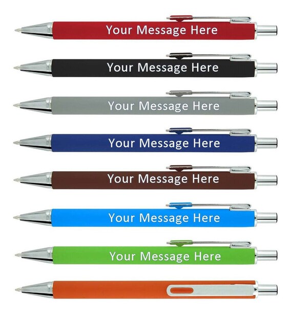 100 Personalized Pens Soft Touch Rubberized Metal Ballpoint | Etsy