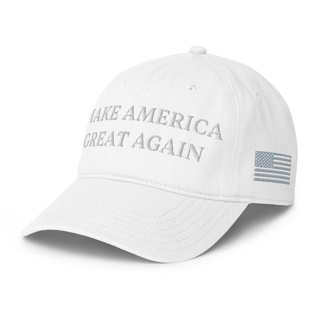 White MAGA Hat Trump Cap, Make America Great Again Embroidered Low ...