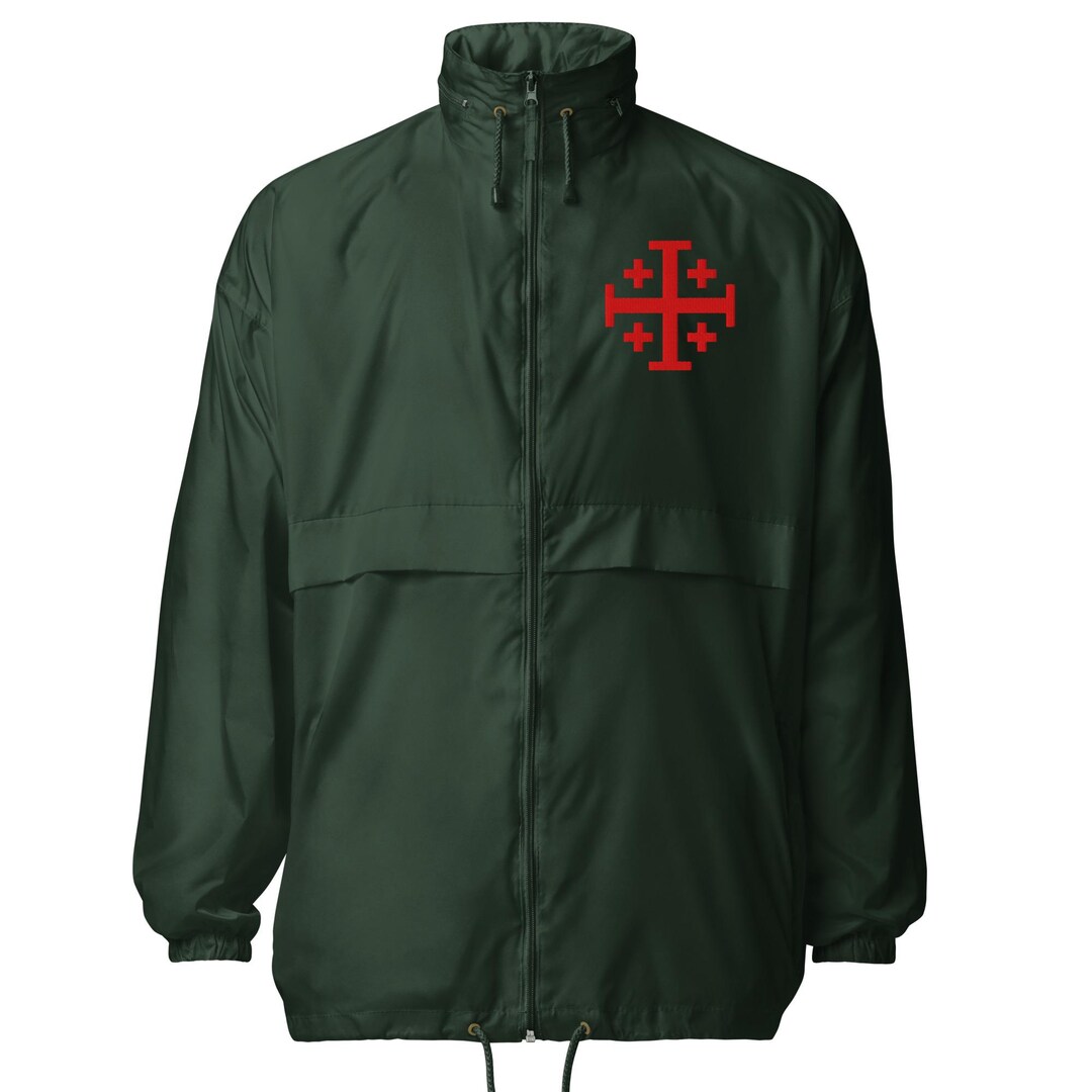 Crusader Cross Windbreaker, Jerusalem Cross Embroidered Windbreaker ...