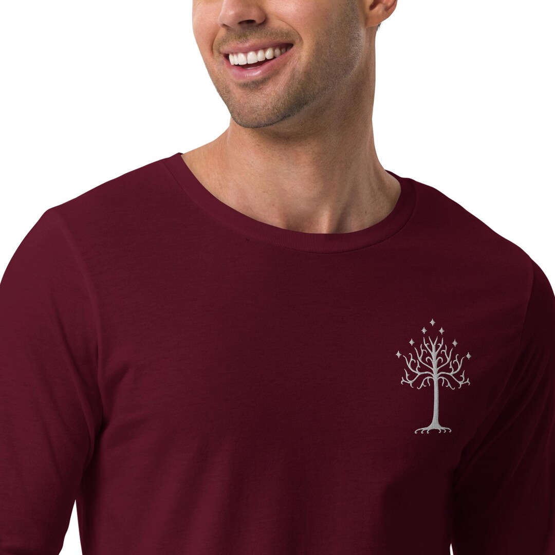 White Tree of Gondor Symbol Inspired Embroidered Long Sleeve Tee, LOTR ...