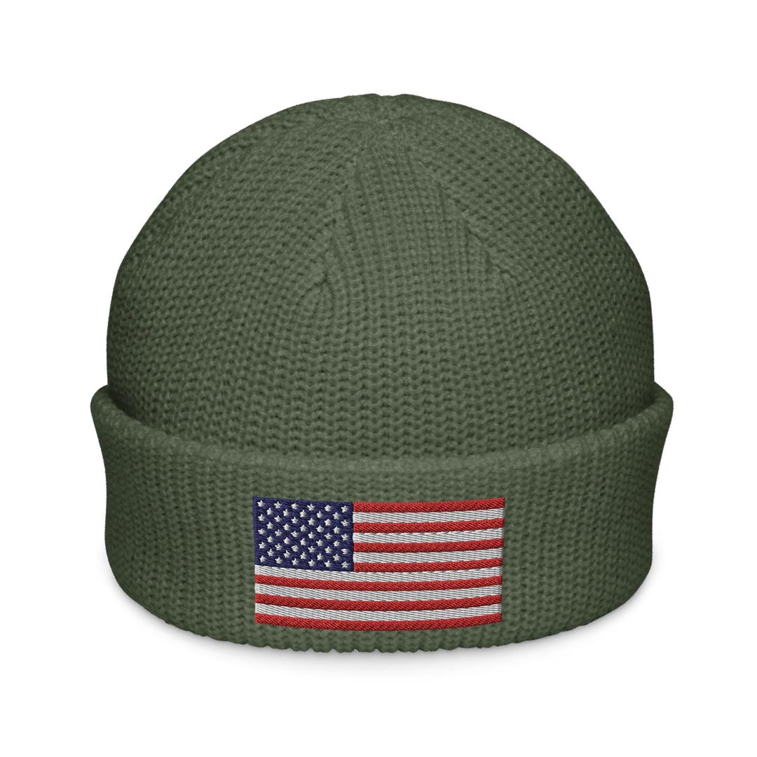 American Flag USA Embroidered Beanie Flag, American Pride, Patriotic ...