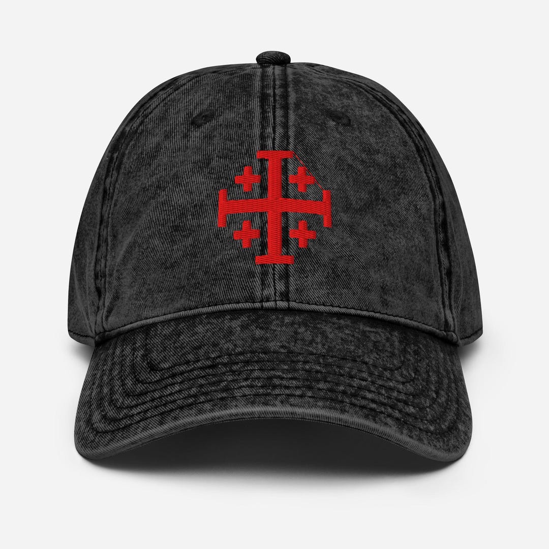 Crusader Cross Hat, Jerusalem Cross Embroidered Cap, Christian Gifts ...