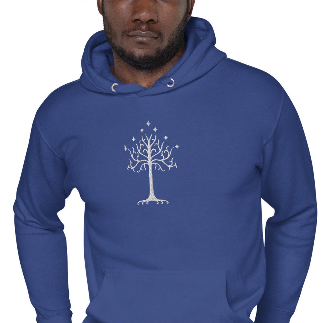 White Tree of Gondor Symbol Inspired Embroidered Unisex Hoodie, LOTR ...