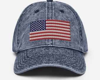 American Flag Embroidered Cap - Etsy