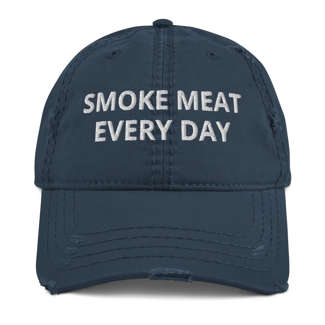 Smoke Meat Every Day Hat | Embroidered Cap Dad Jokes Grilling BBQ ...