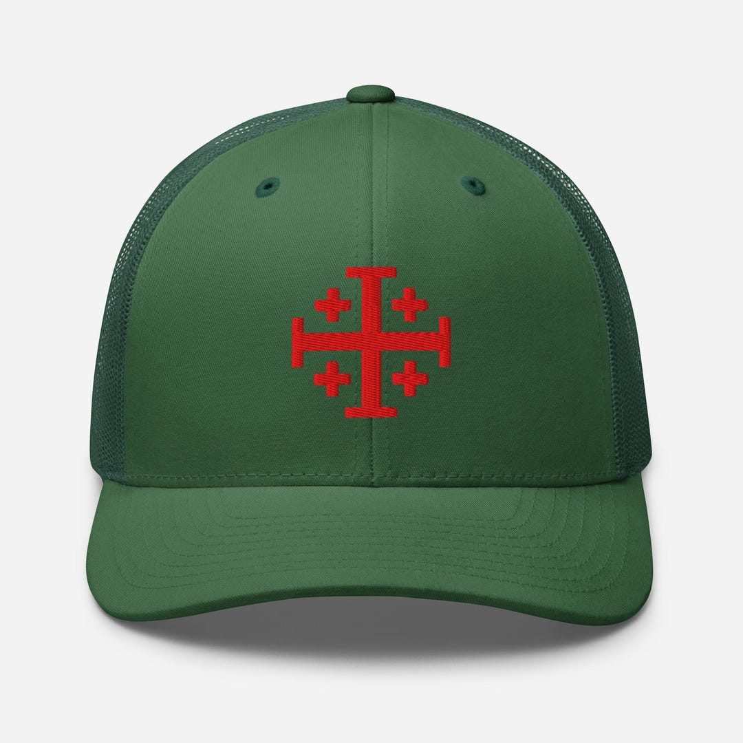 Crusader Cross Hat, Jerusalem Cross Embroidered Hat, Christian Gifts ...