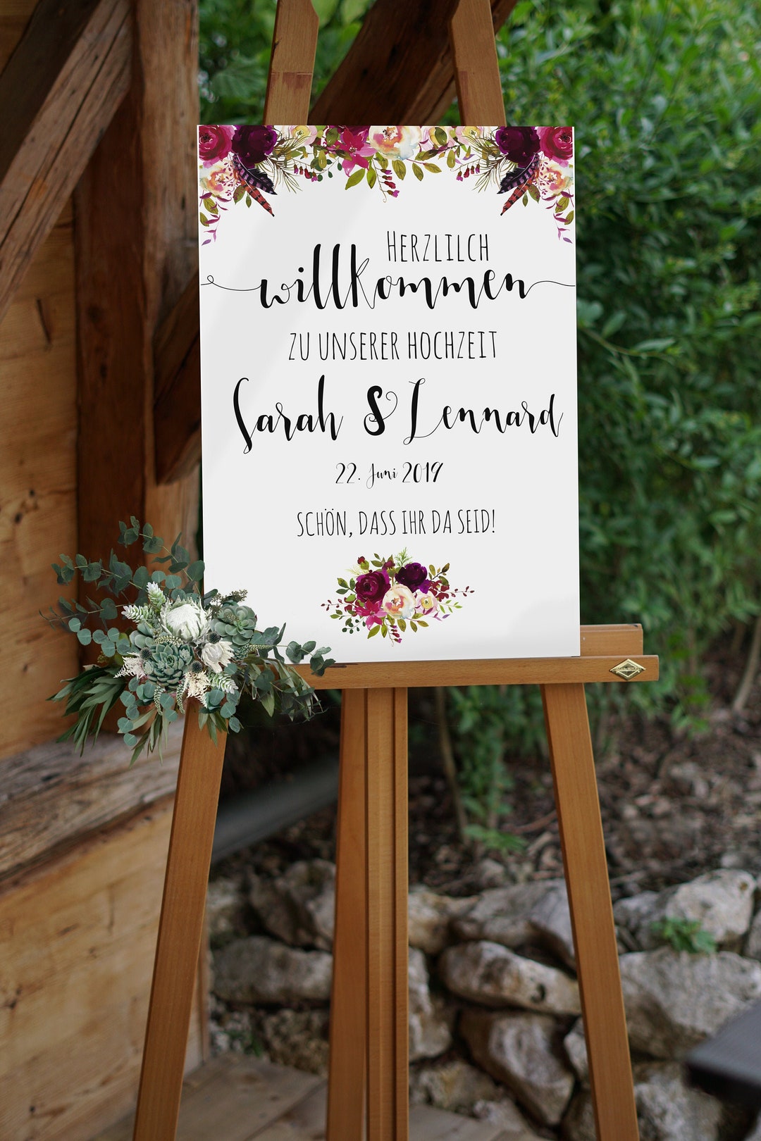 Welcome Sign Wedding Curl Personalized With 2 Wish Names & Date Digital ...