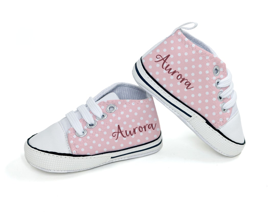 Custom Baby Shoes With Pink Polka-dots, Personalized Baby Shoes ...