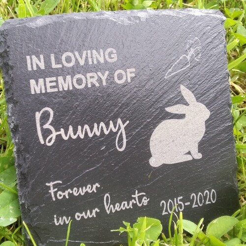 Personalised Engraved Slate Rabbit Pet Memorial Grave Marker | Etsy