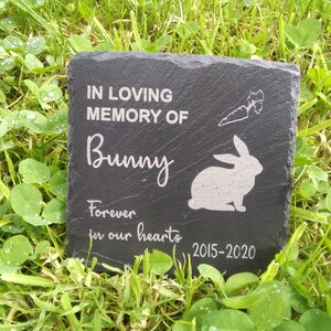Personalised Engraved Slate Rabbit Pet Memorial Grave Marker Plaque ...