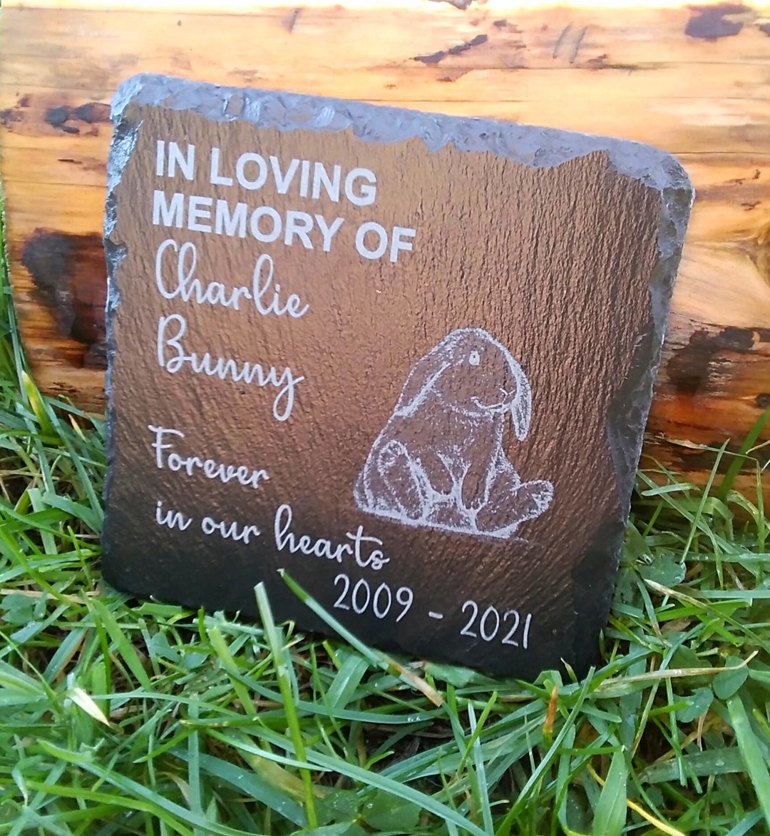 Personalised Engraved Slate Rabbit Pet Memorial Grave Marker Plaque ...