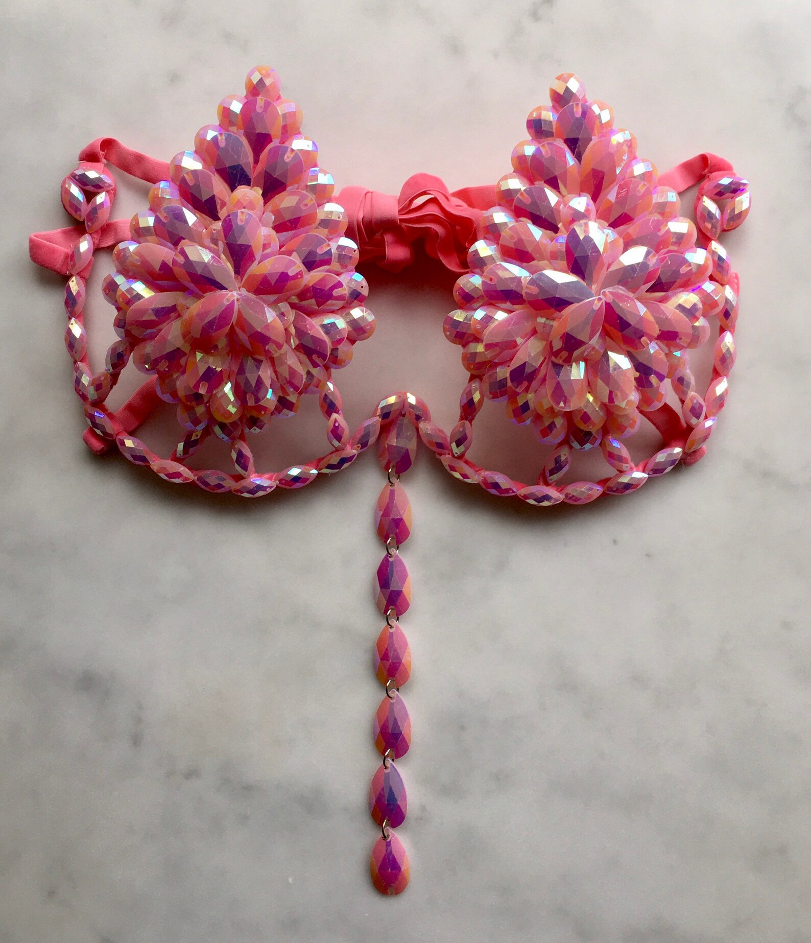 Samba Carnival Festival Wire Bra With Rainbow Stone Drop Etsy