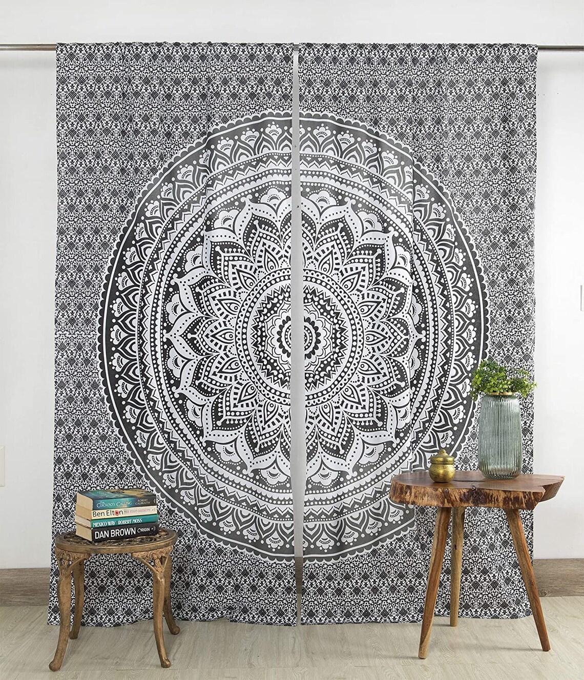 Grey Ombre Boho Curtains Window Curtain Boho Valance Cotton - Etsy