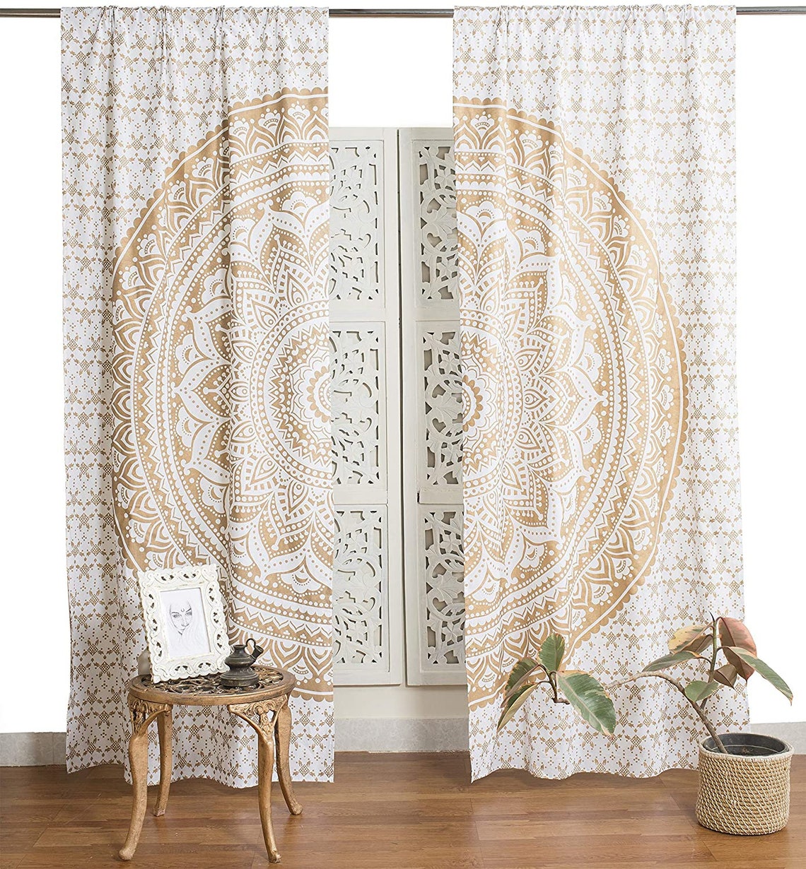 Talisman Mandala Throw Curtains Window Curtain Boho Valance | Etsy