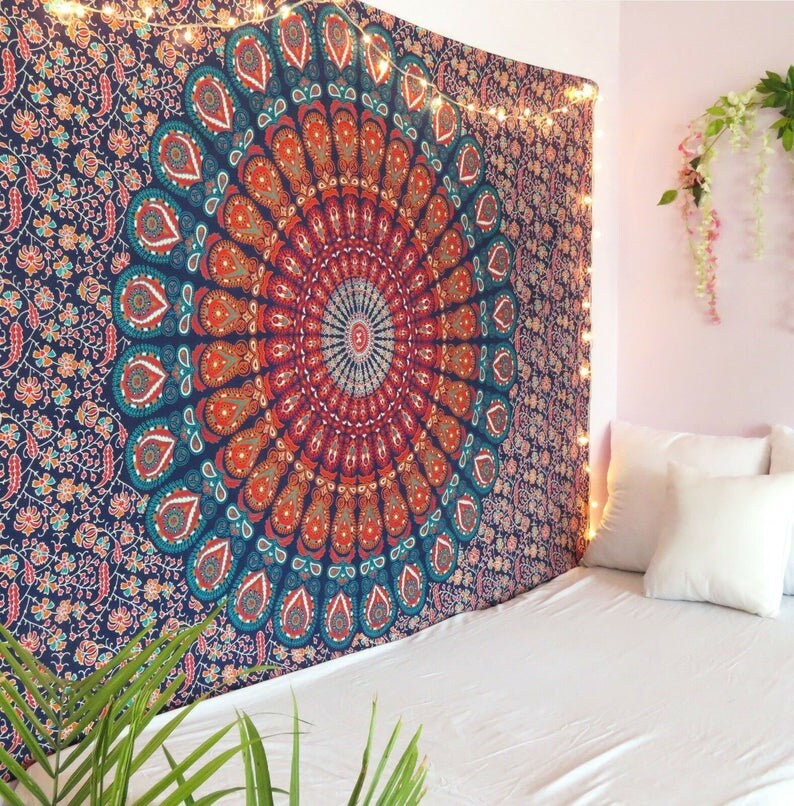 Sky Blue Tapestry Wall Hanging Tapestry Mandala Tapestries | Etsy