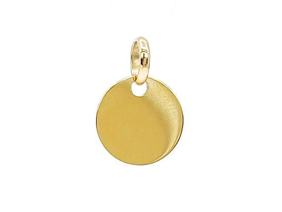 10K Yellow Gold Disc Charm 10mm | Etsy