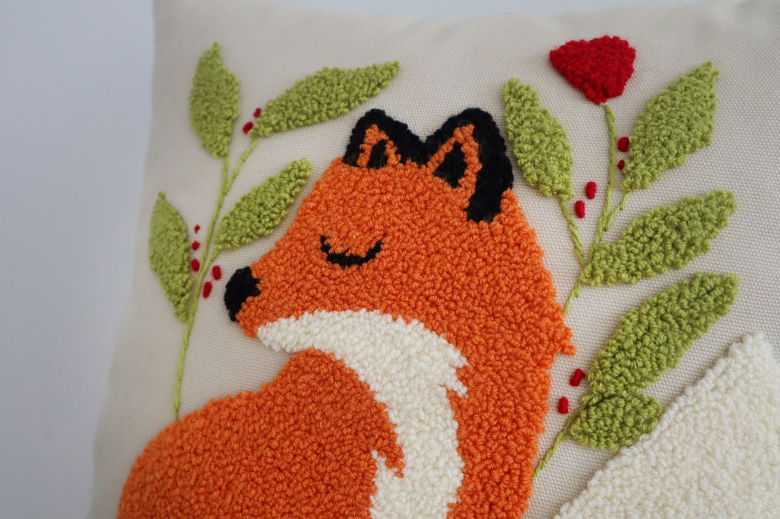 Tufted Fox Pillow Cover: Linen Sofa Cushion, Animal Print - Etsy