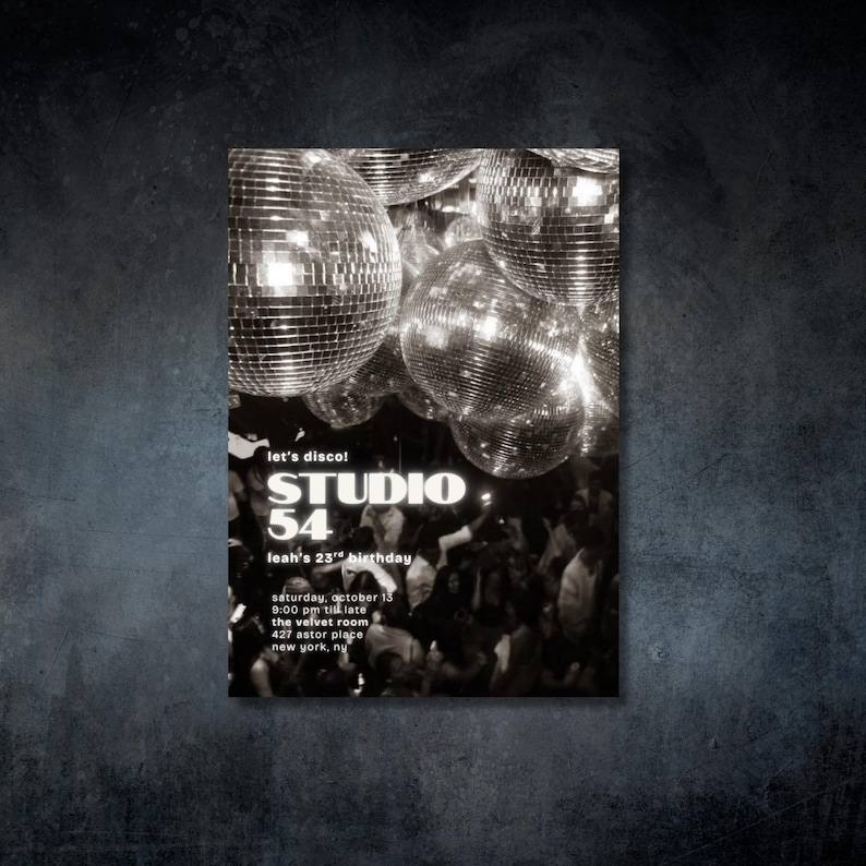 Studio 54 Disco Party Invite: 70s Theme Night (instant Download ...