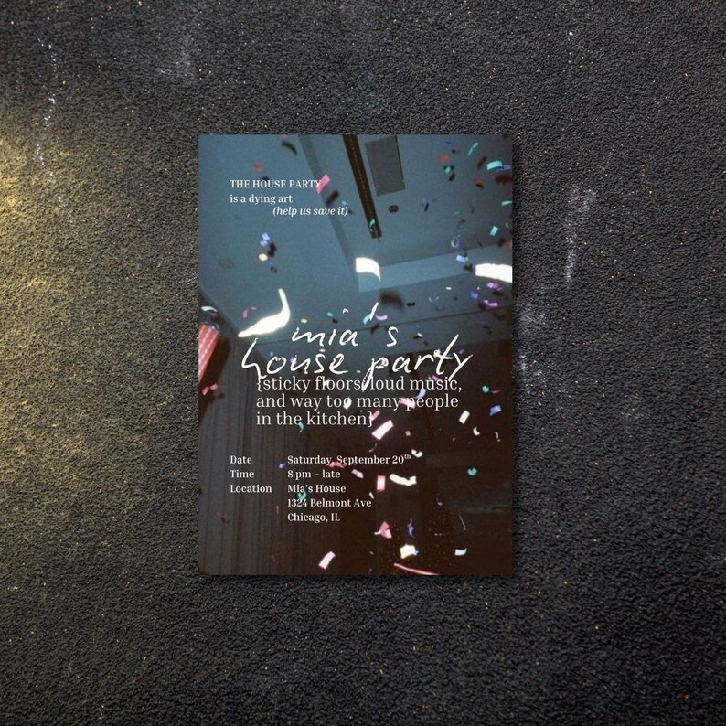 Grunge House Party Invitation: Editable Rave Flyer Template (digital ...