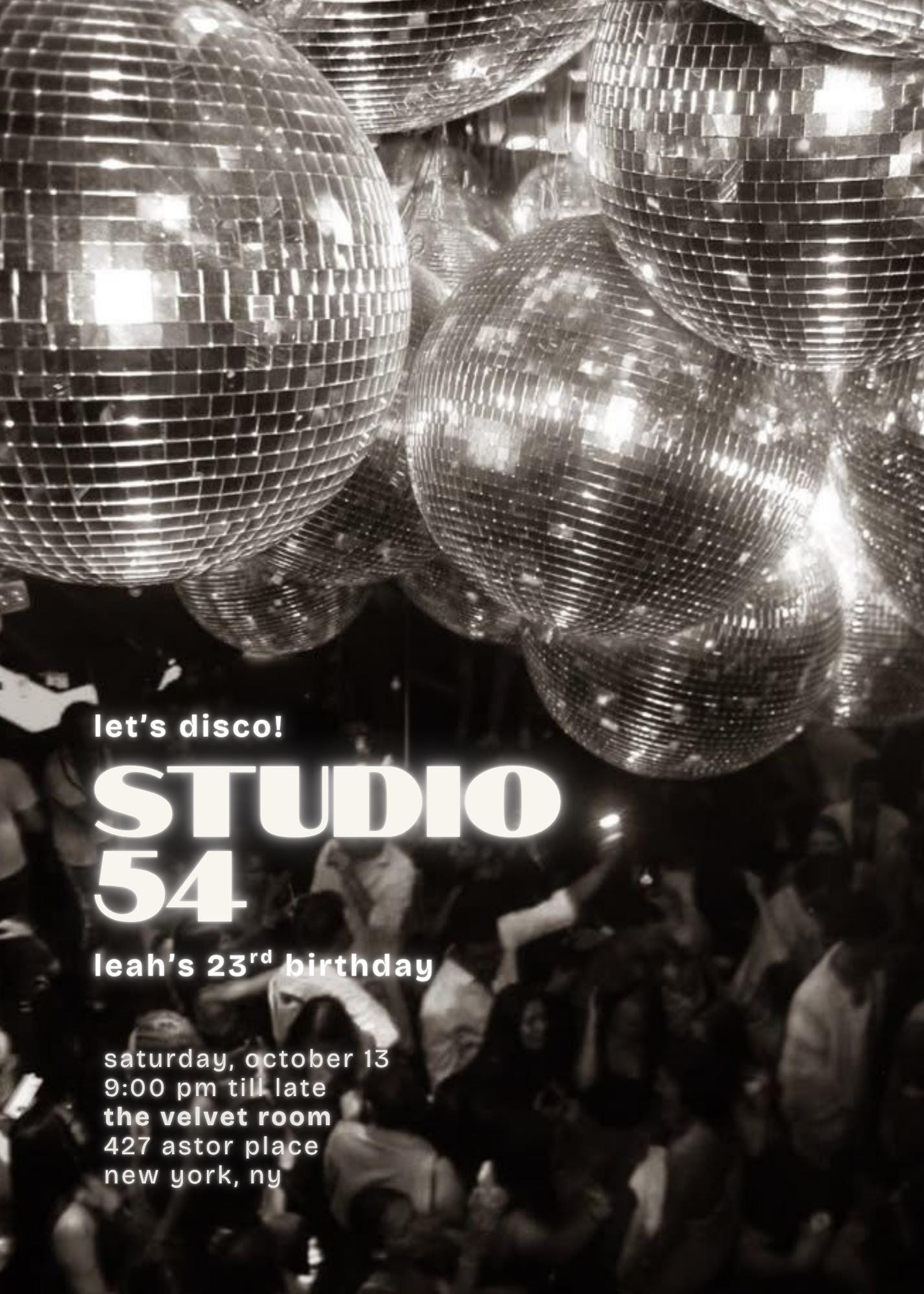 Studio 54 Disco Party Invite: 70s Theme Night (instant Download ...
