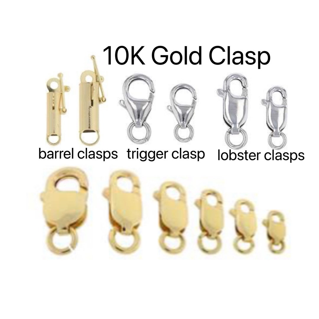 10k Gold Barrel Clasps/10k Gold Lobster Clasps/10k Gold Oval Trigger ...