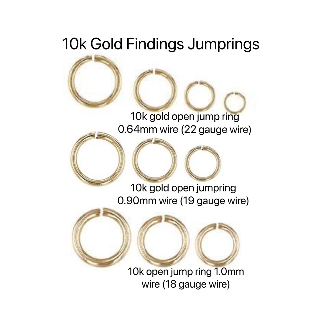 10k Gold Findings Jumprings/ 0.64mm wire 22 gauge | Etsy