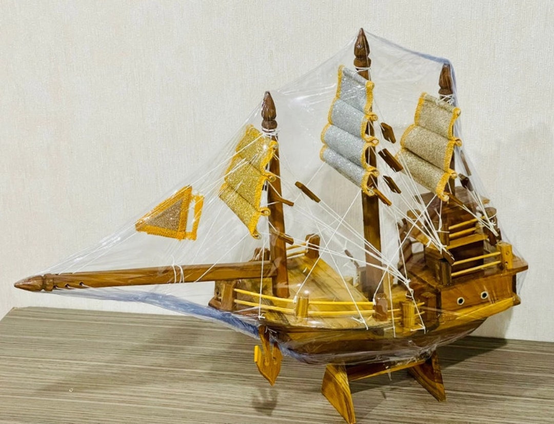 Handmade Teak Wooden Ship Model Tall Sailboat Barque Mini Sailing Boat ...