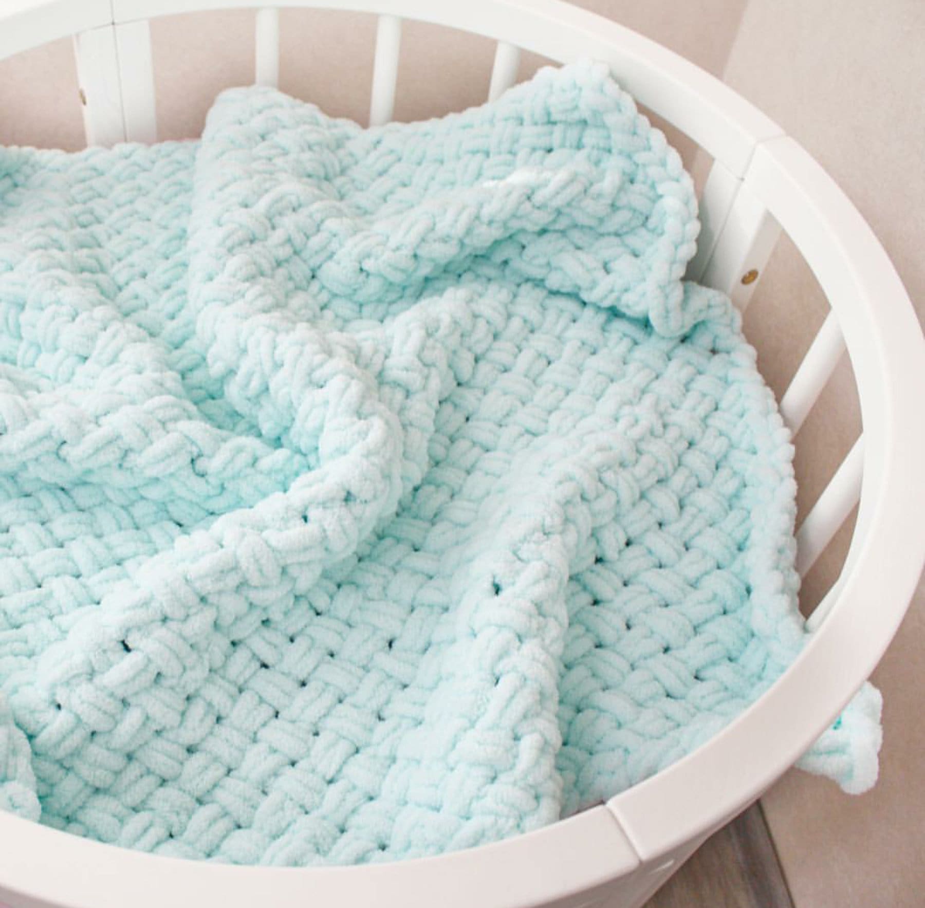 Blue Baby Blanket Stroller Blanket Newborn Blanket Knit Baby Blanket ...