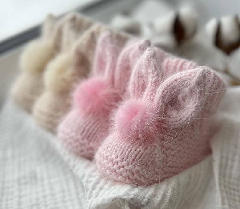 Bunny Knitted Baby Booties Baby Shoes Newborn Socks Baby Shower Gift ...