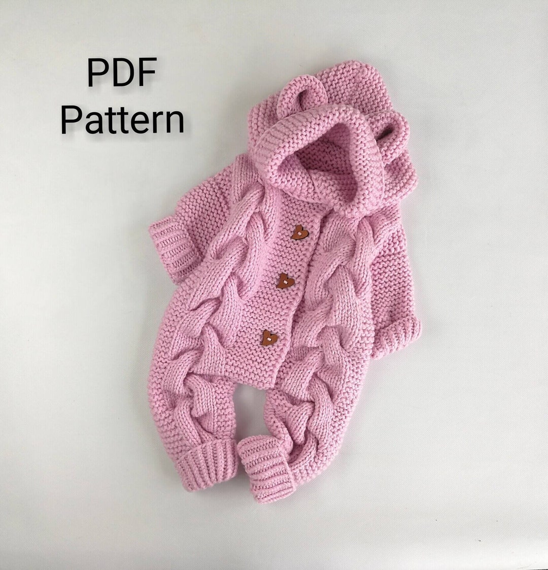 Knitting ROMPER PATTERN PDF, Knit Downwards Top to Bottom Hooded One ...