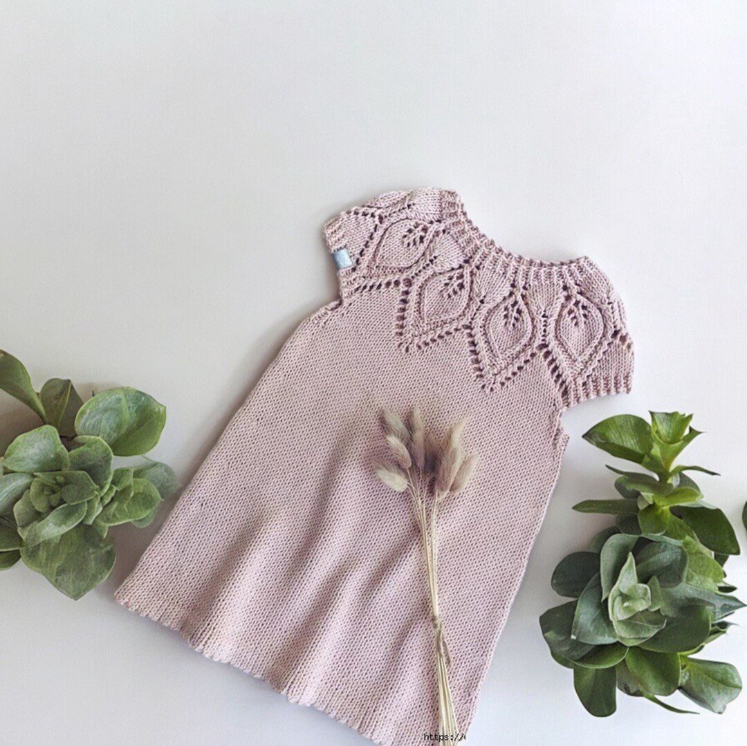 Baptism Dress Knit Baby Girl off Pink Dress Flower Girls Dress First ...