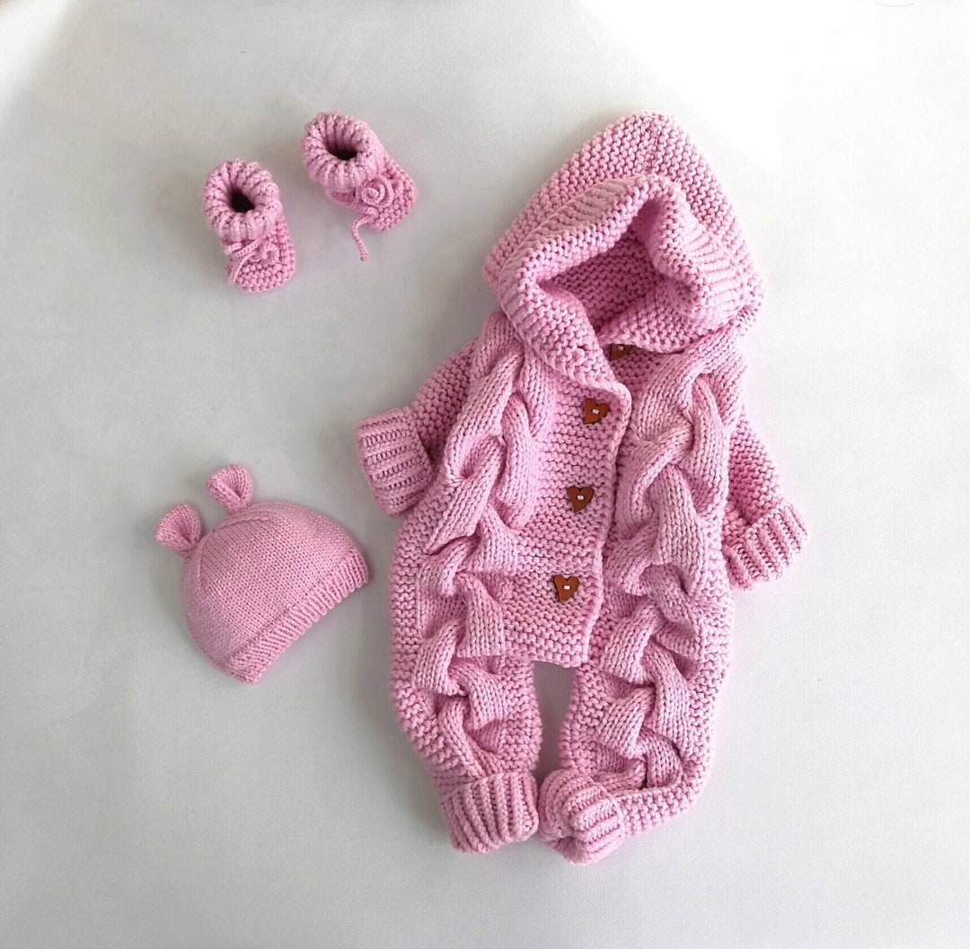 Baby Romper and Booties Set Baby Girl Boy Knitted Jumpsuit Newborn Baby ...
