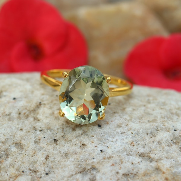 Green Amethyst Ring - Etsy