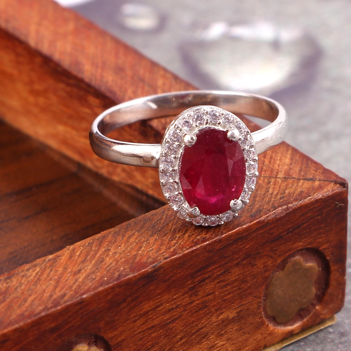 Anillo de rubí natural pendientes colgante collar conjunto de | Etsy