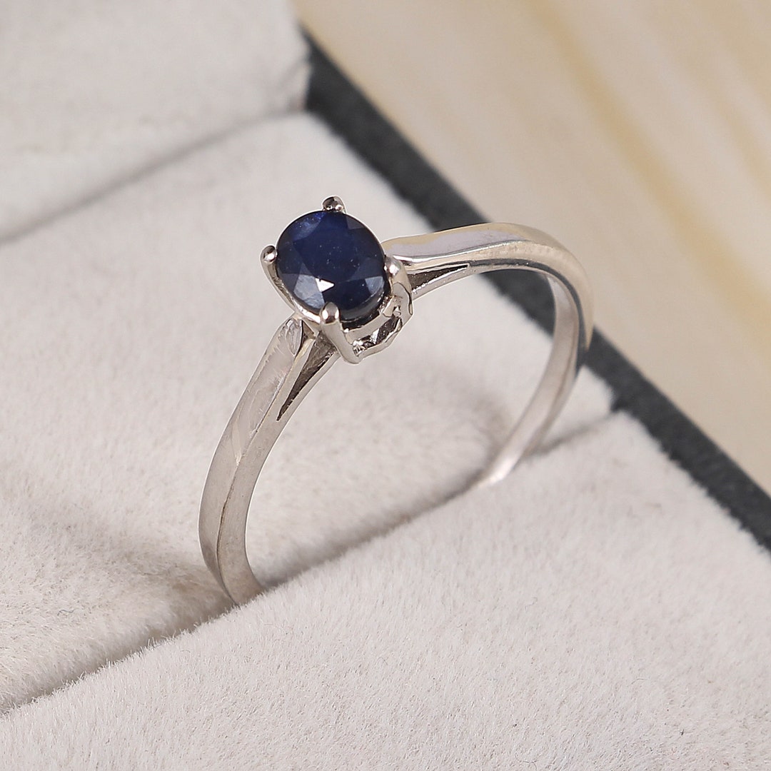 Blue Sapphire Ring, Tiny Stacking Ring, Dainty Thin Ring, Simple ...