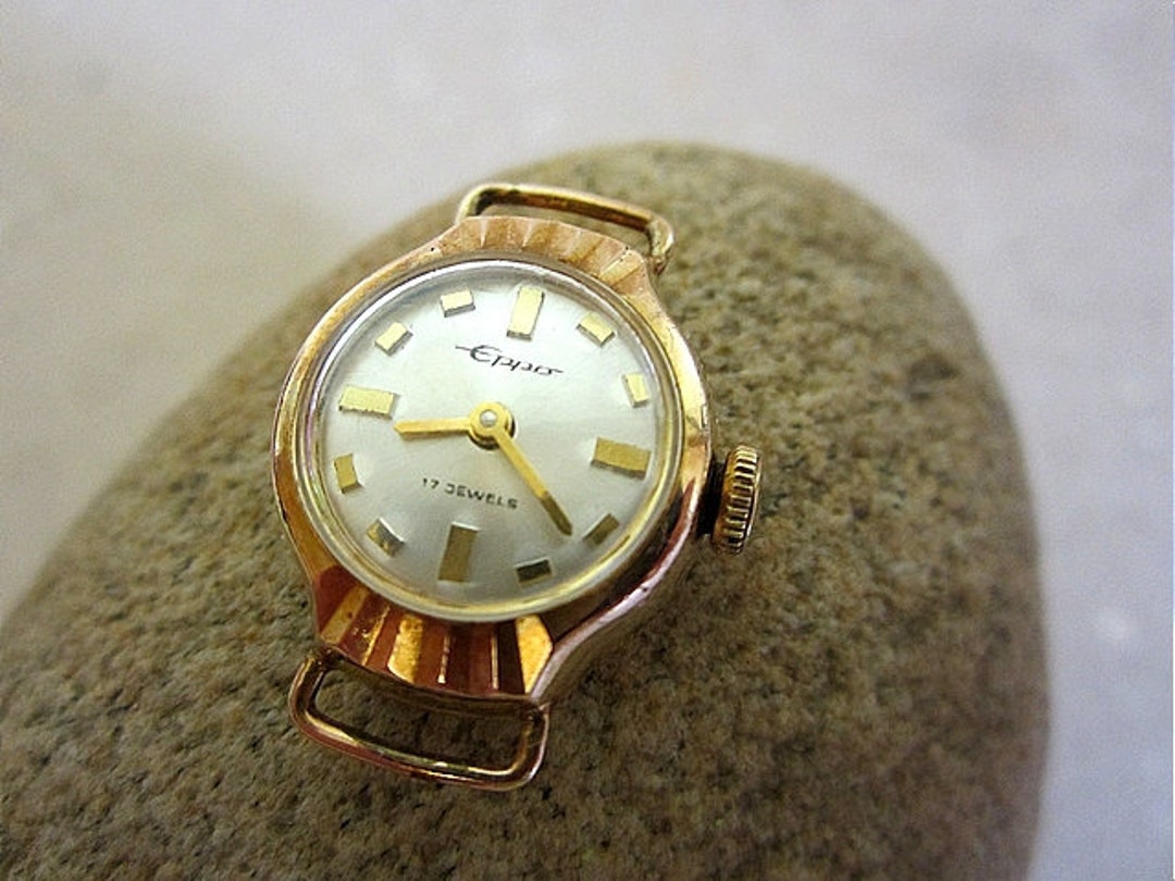 Women's Watch Hand Lift by Eppo 17 Jewels Wristwatch Golden Watch ...