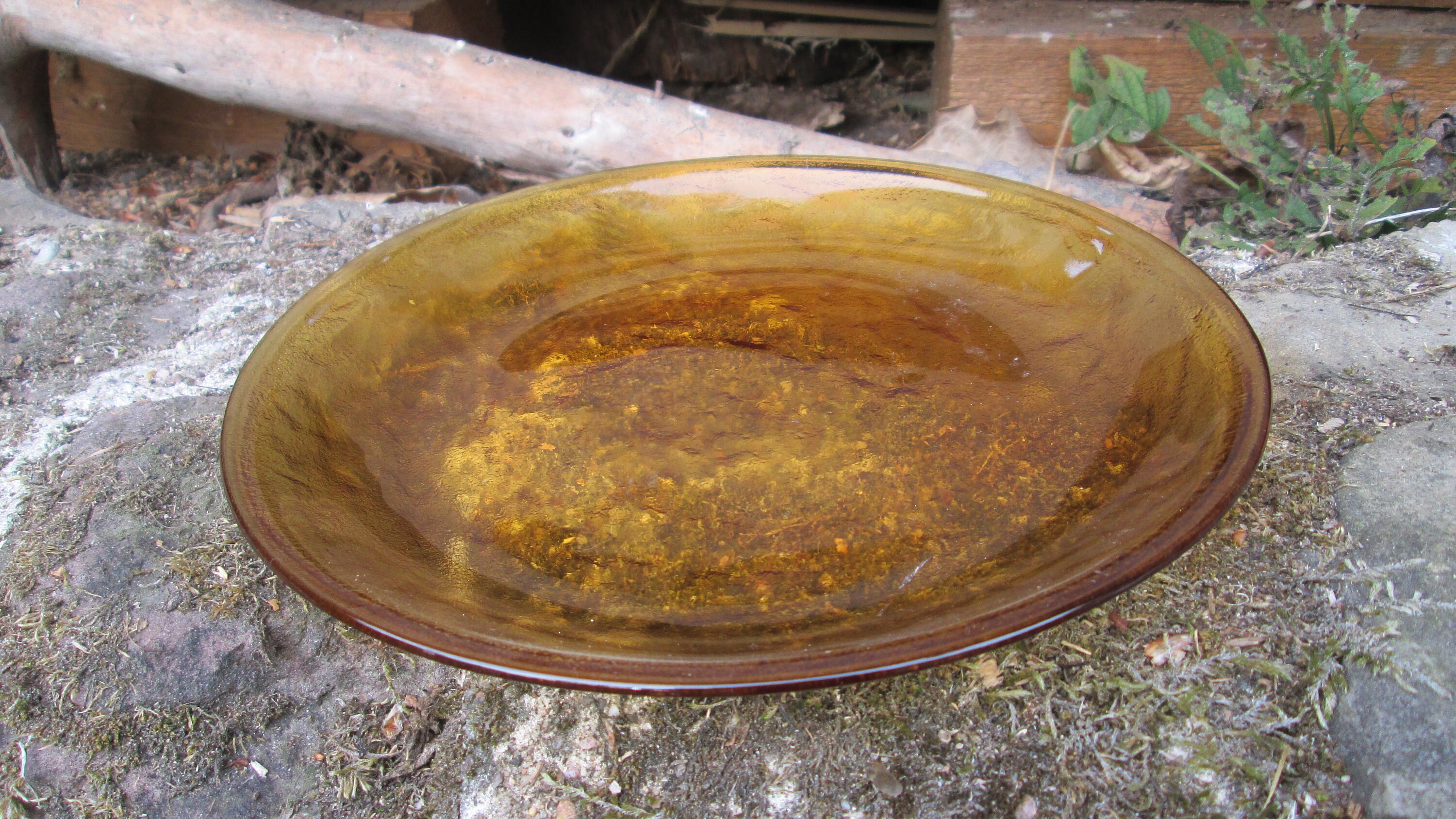 Old Glass Plate Plate Pressed Glass Brown Glass Bowl Vintage - Etsy