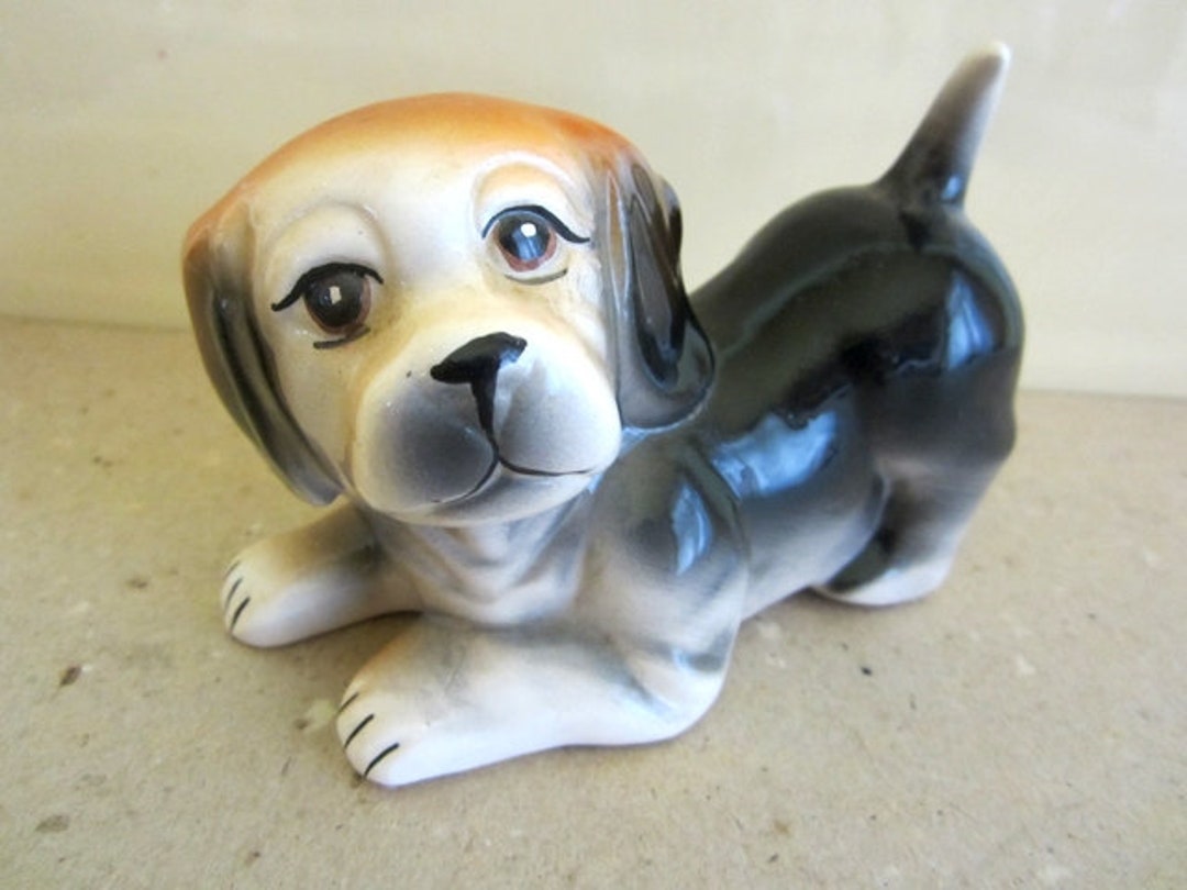 Vintage Animal Figurine Porcelain Dog Dog Figurine Dog Ceramic Figurine ...