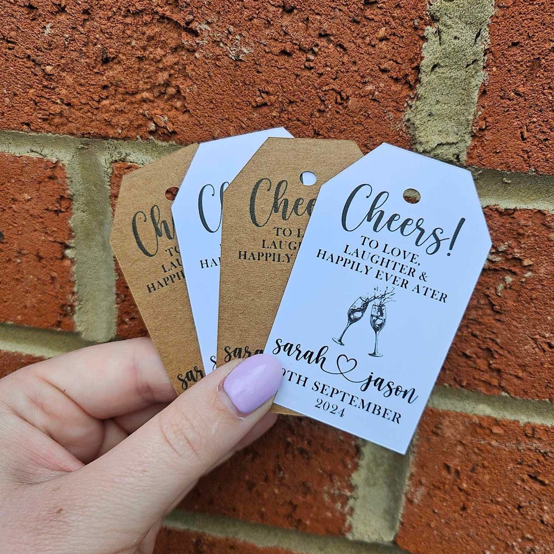 Personalised Cheers Tags Wedding Favours Wedding Favour Tags Rustic ...
