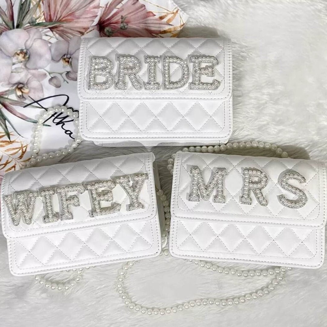Personalised Mrs Bag Custom Wifey Bag Embellished Wife Bag Honeymoon ...