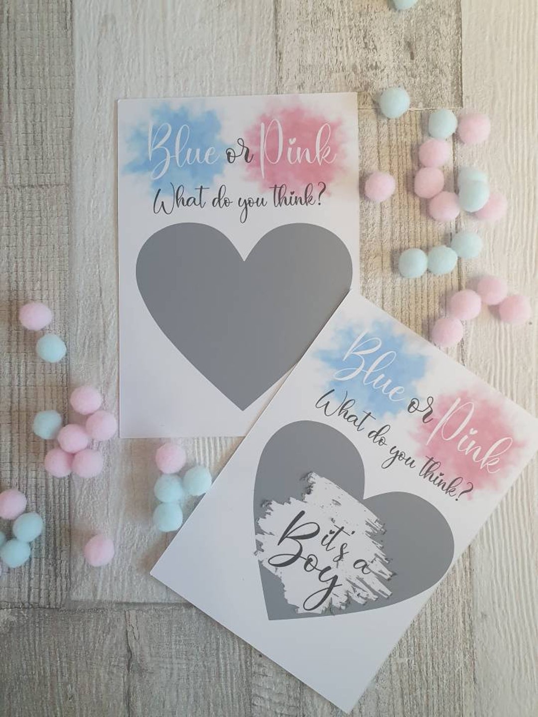 Gender Reveal Scratch Cards, Scratch Off,gender Reveal,blue or Pink ...