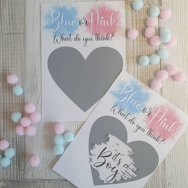 Gender Reveal Scratch off Cards - Etsy