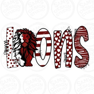 Maroon and White Lions Png , Sublimation Designs , Doodle Letters - Etsy